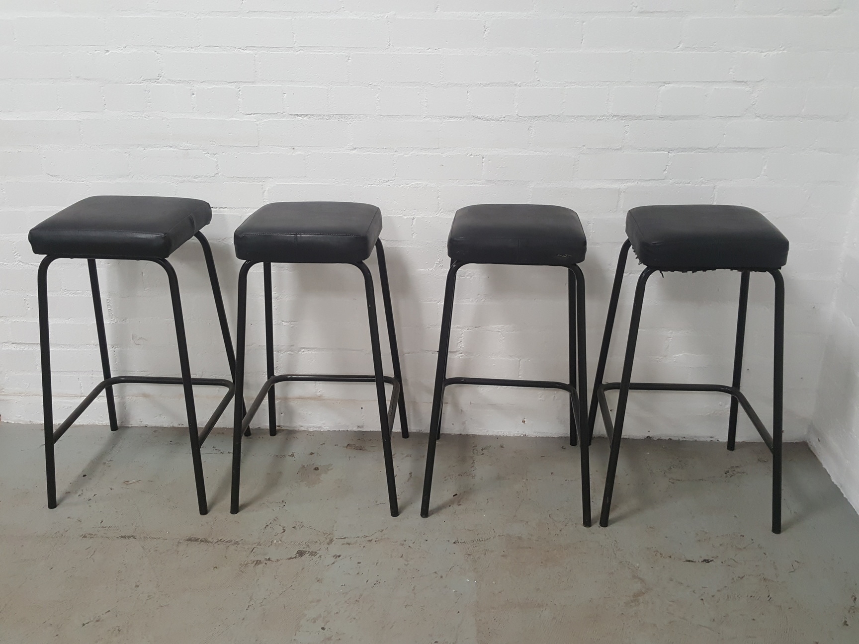 Lot of 4 Lab Laboratory Stools Vinyl Black Bar Stools
