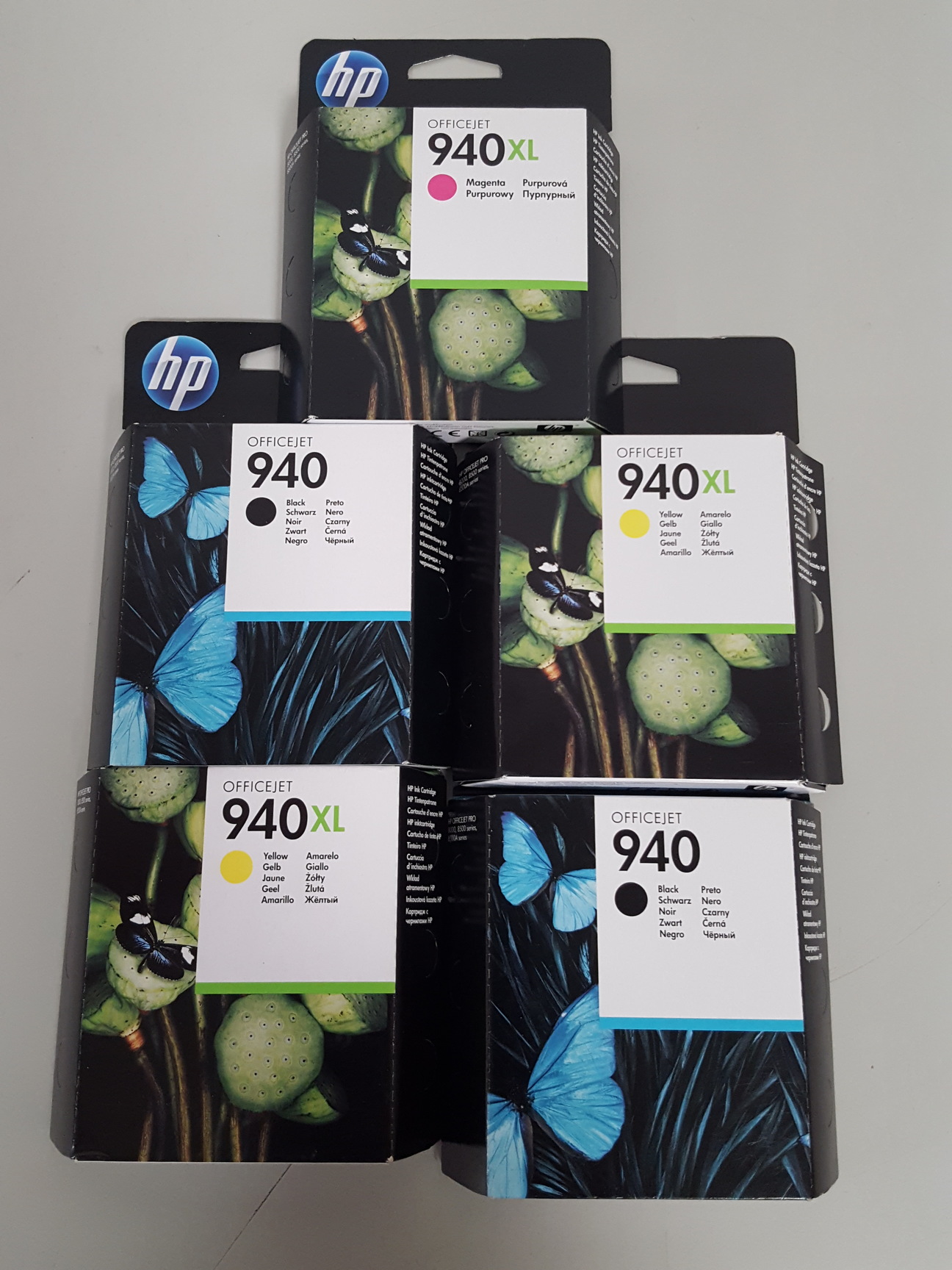 5x HP 940 & 940XL Multi-Color Ink Toner Cartridges Black Yellow