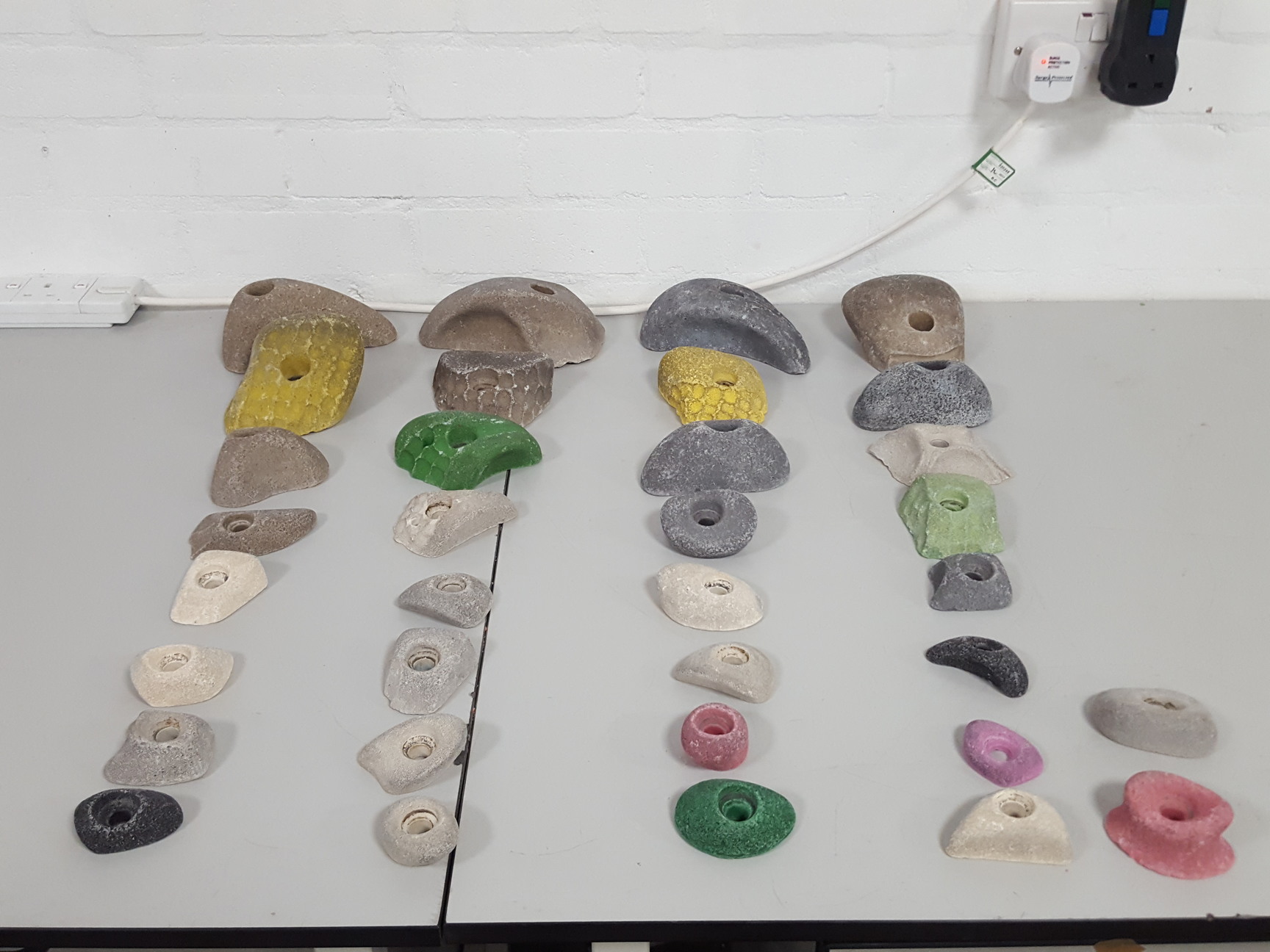 Lot of 34 Multi Bouldering / Rock Climbing Grips Hand / Foot - No Bolts