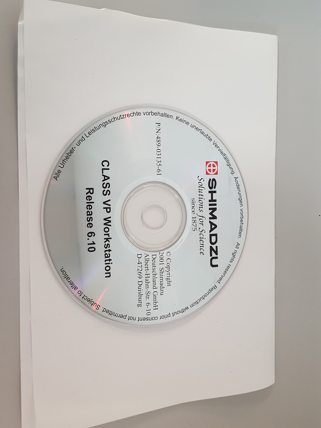 Shimadzu Class VP Workstation Release 6.10 Software HPLC