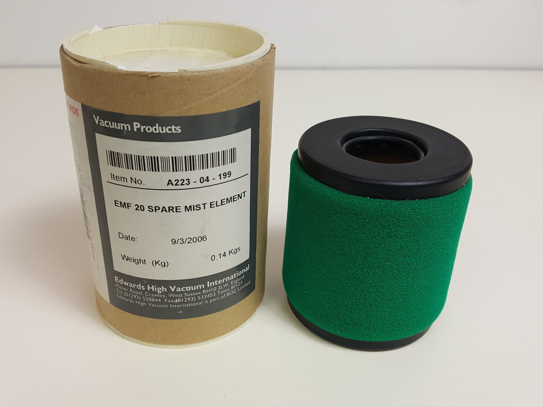 Edwards EMF 20 Spare Oil Mist Element Item no. A223-04-199 Lab (2006 Model)