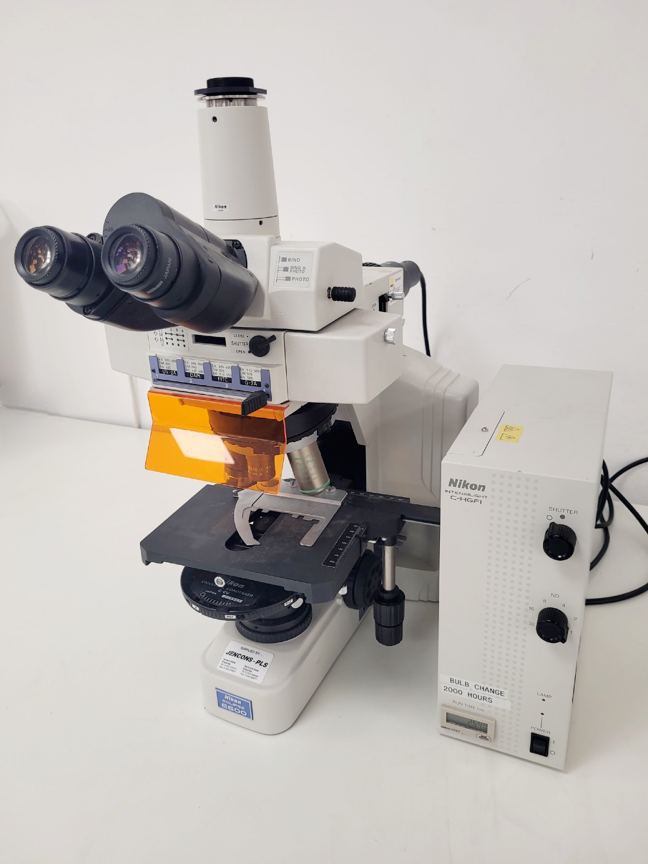 Nikon Eclipse E600 Microscope With Nikon Intensilight C-HGFI Lamp PSU Lab